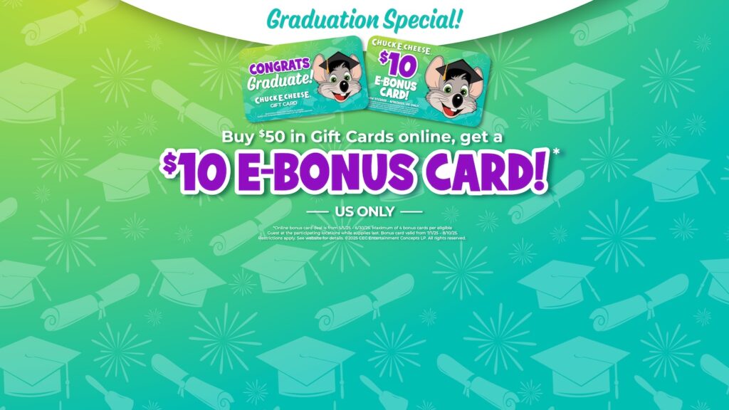 Gift Cards | Milwaukee, WI | Chuck E. Cheese